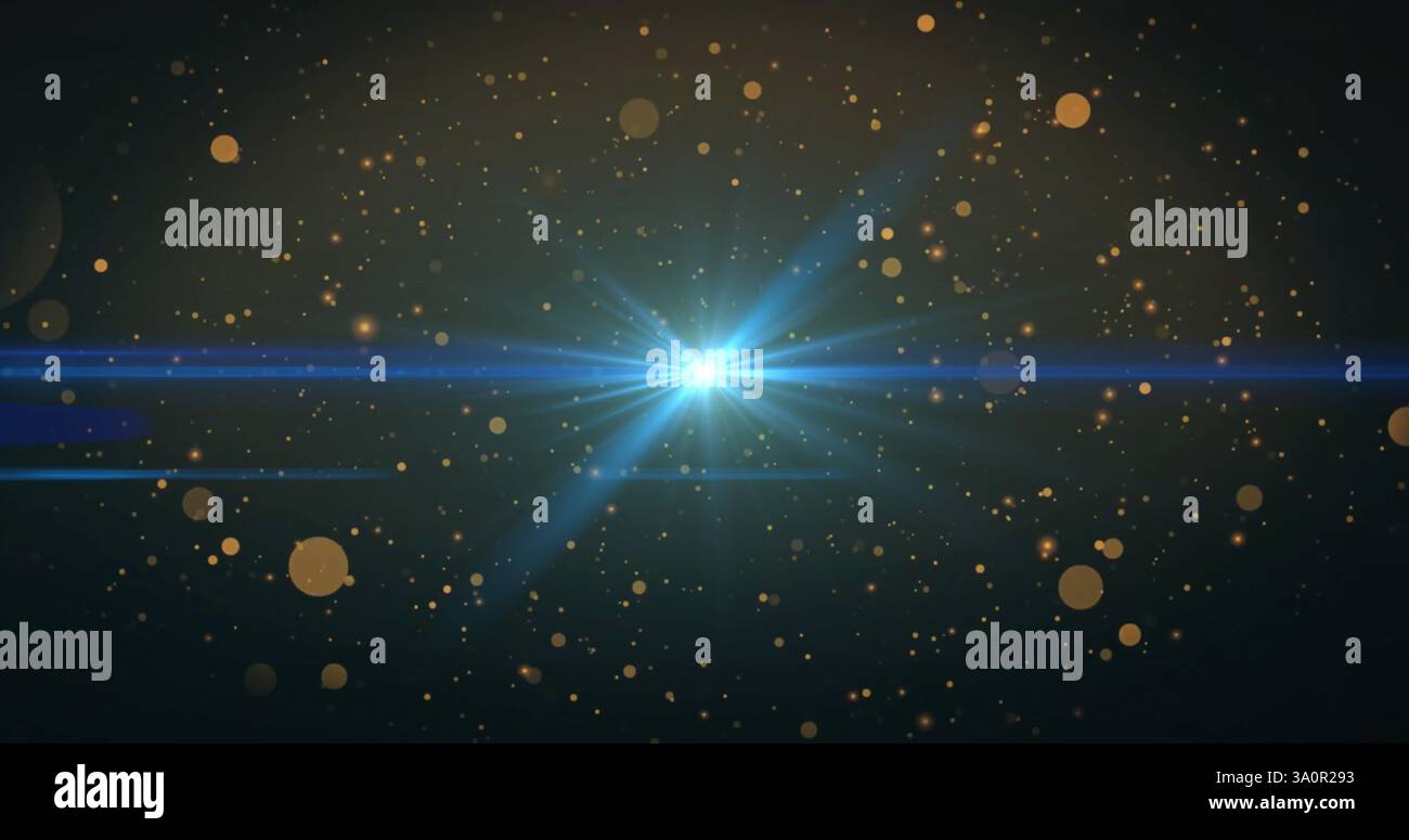 Image of glowing spots of light moving on dark background Stock Photo ...