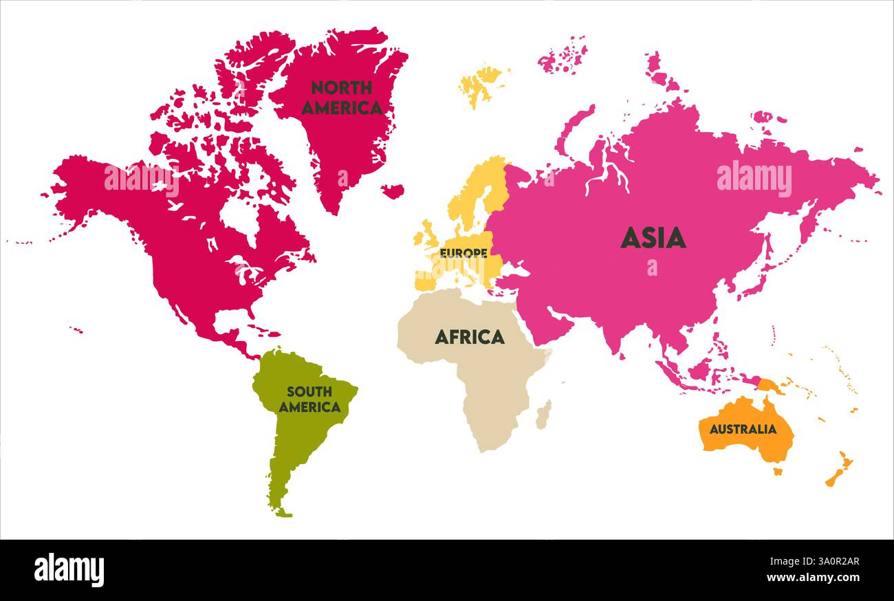 New modern world map, with containment name, modern world map graphic ...