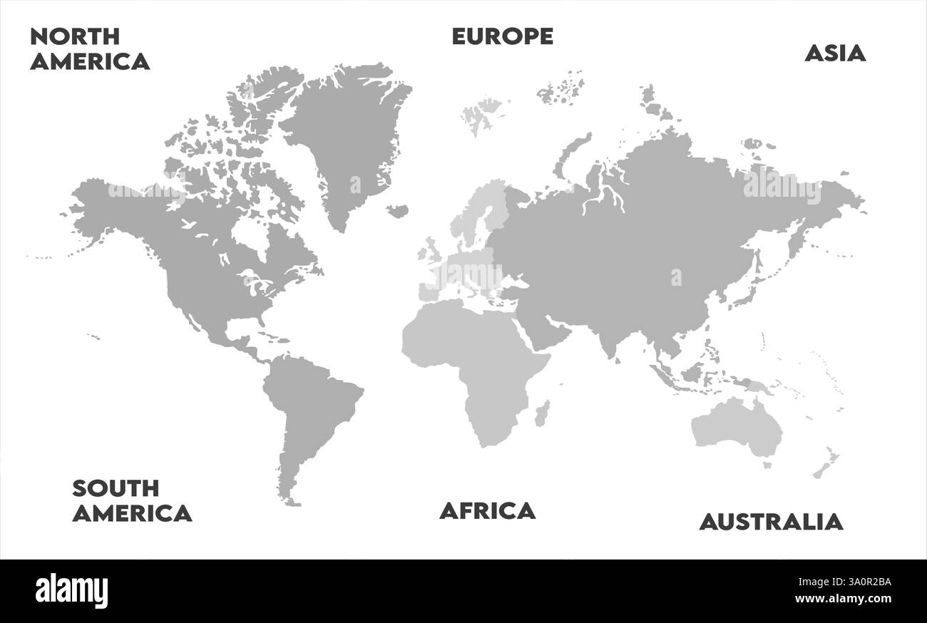 New modern world map, with containment name, modern world map graphic ...