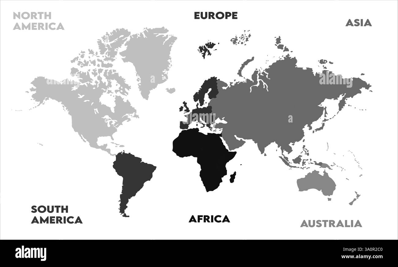 New modern world map, with containment name, modern world map graphic ...