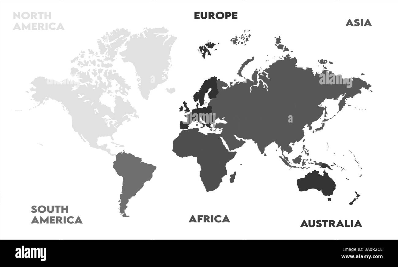 New modern world map, with containment name, modern world map graphic ...