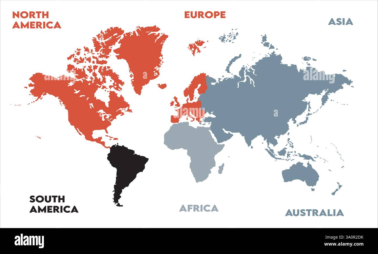 New modern world map, with containment name, modern world map graphic ...