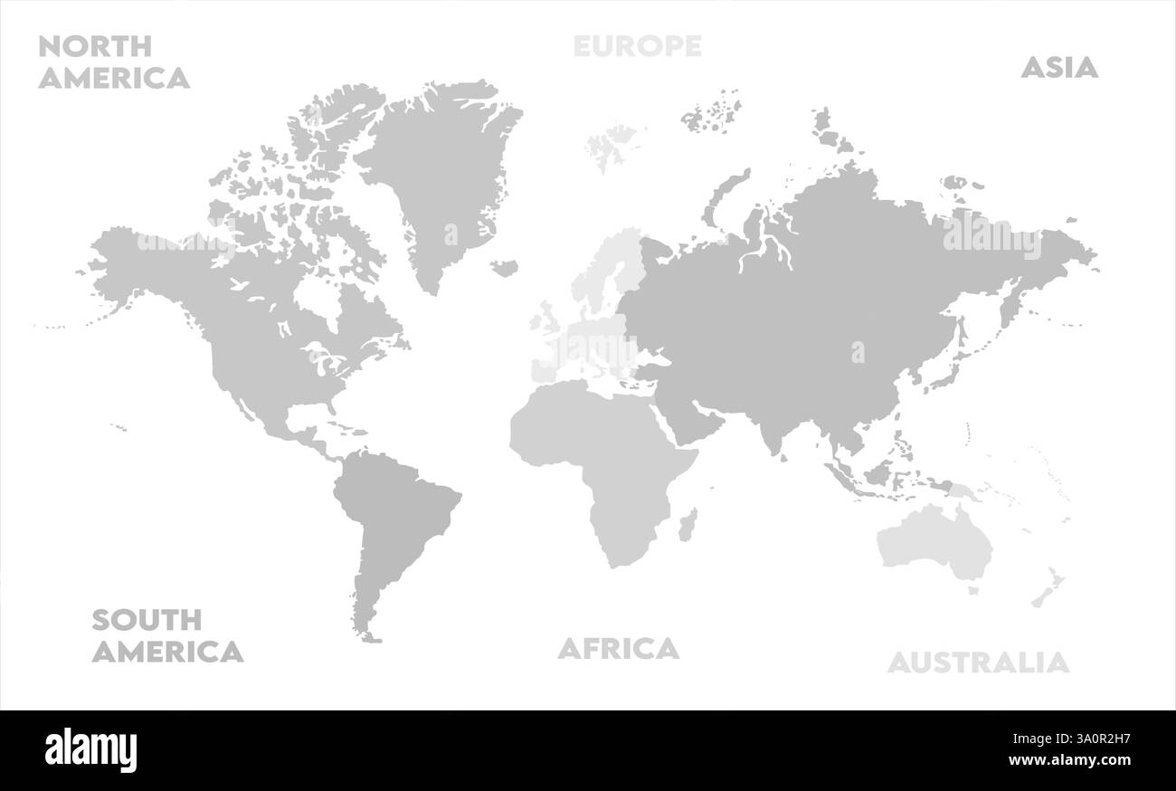 New modern world map, with containment name, modern world map graphic ...