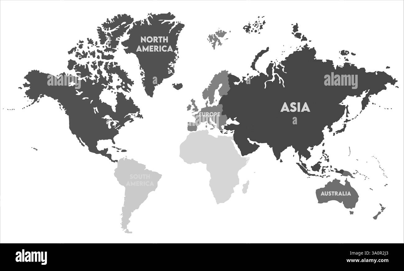 New modern world map, with containment name, modern world map graphic ...