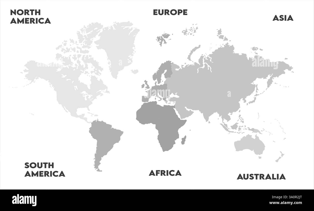 New Modern World Map With Containment Name Modern World Map Graphic Countries Silhouettes
