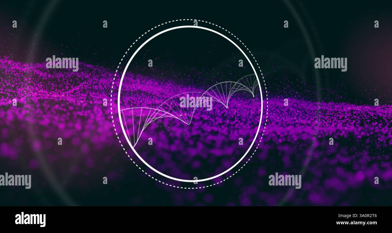 Image of dna strand over purple spots on blue background Stock Photo ...