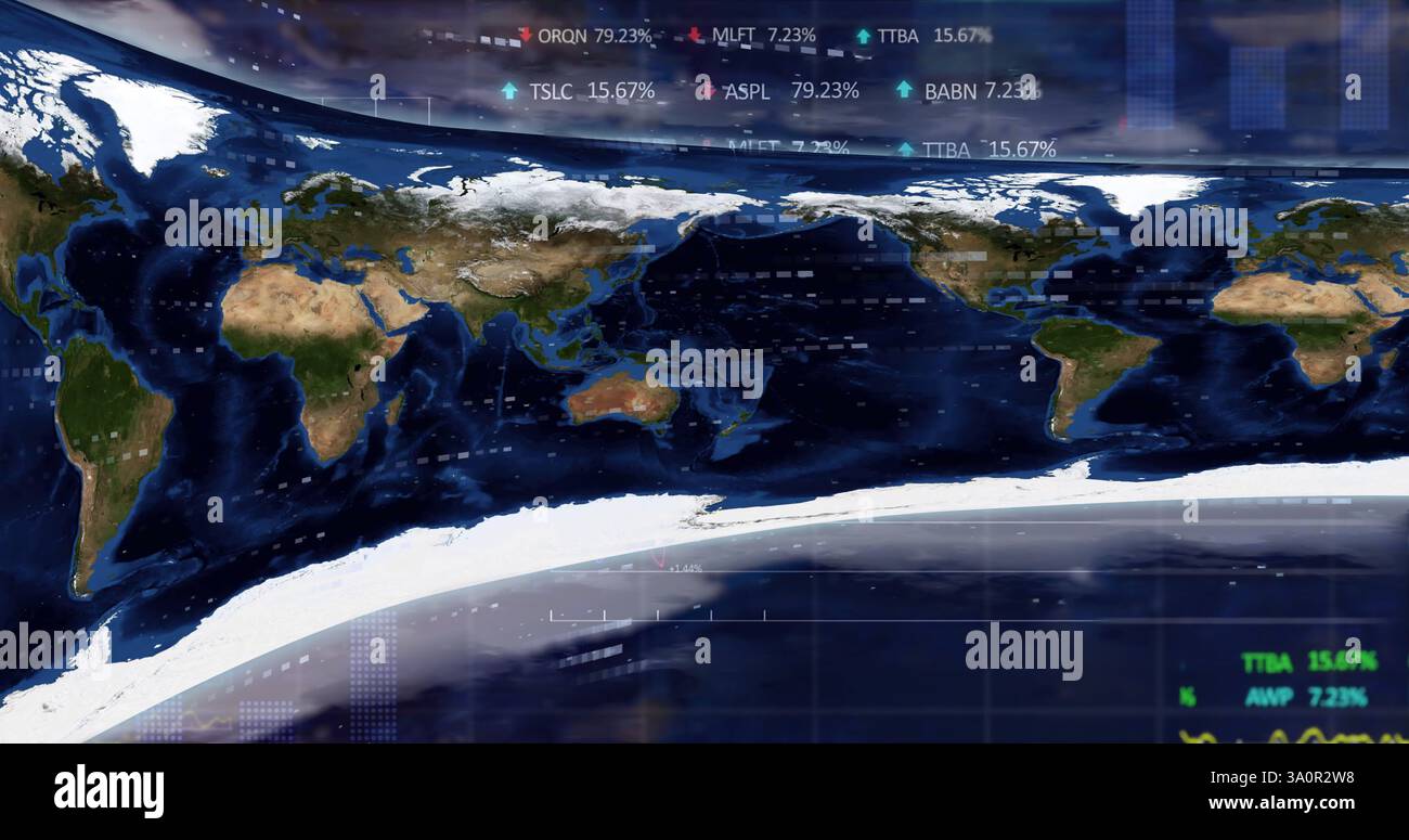 Image of stock market over world map Stock Photo - Alamy