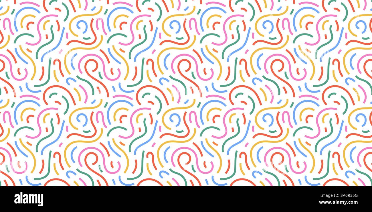 Fun colorful line doodle seamless pattern Stock Vector Image & Art - Alamy