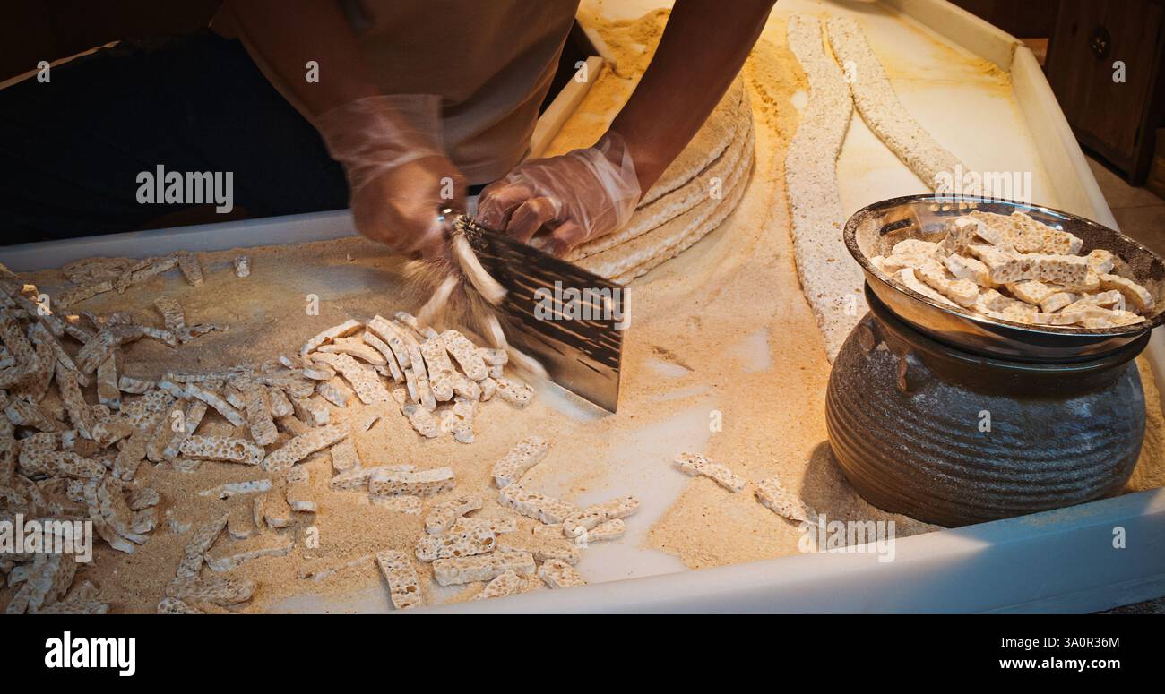 Chengdu, Sichuan, China. Slicing Sweets From Crunchy Kudzu Root. Asian ...