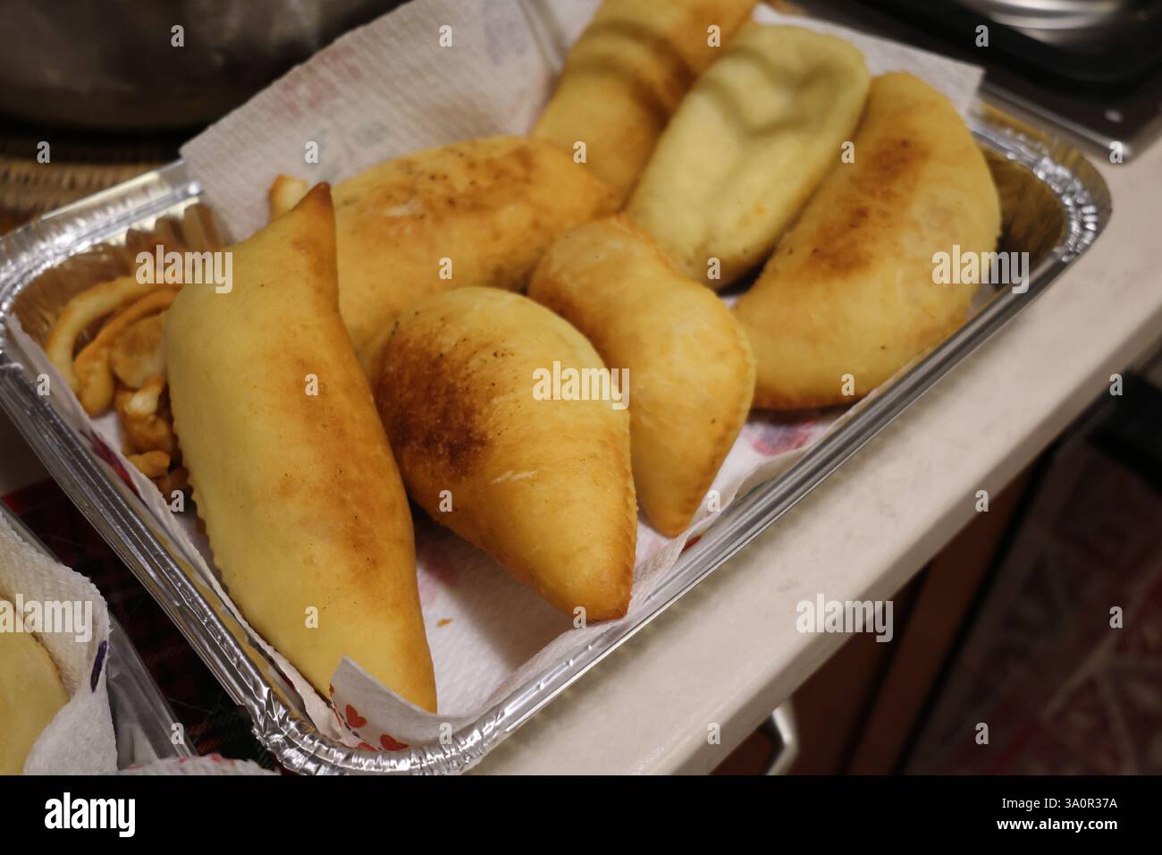 Tray full of ready panzerotti, traditional fried savory dish from ...