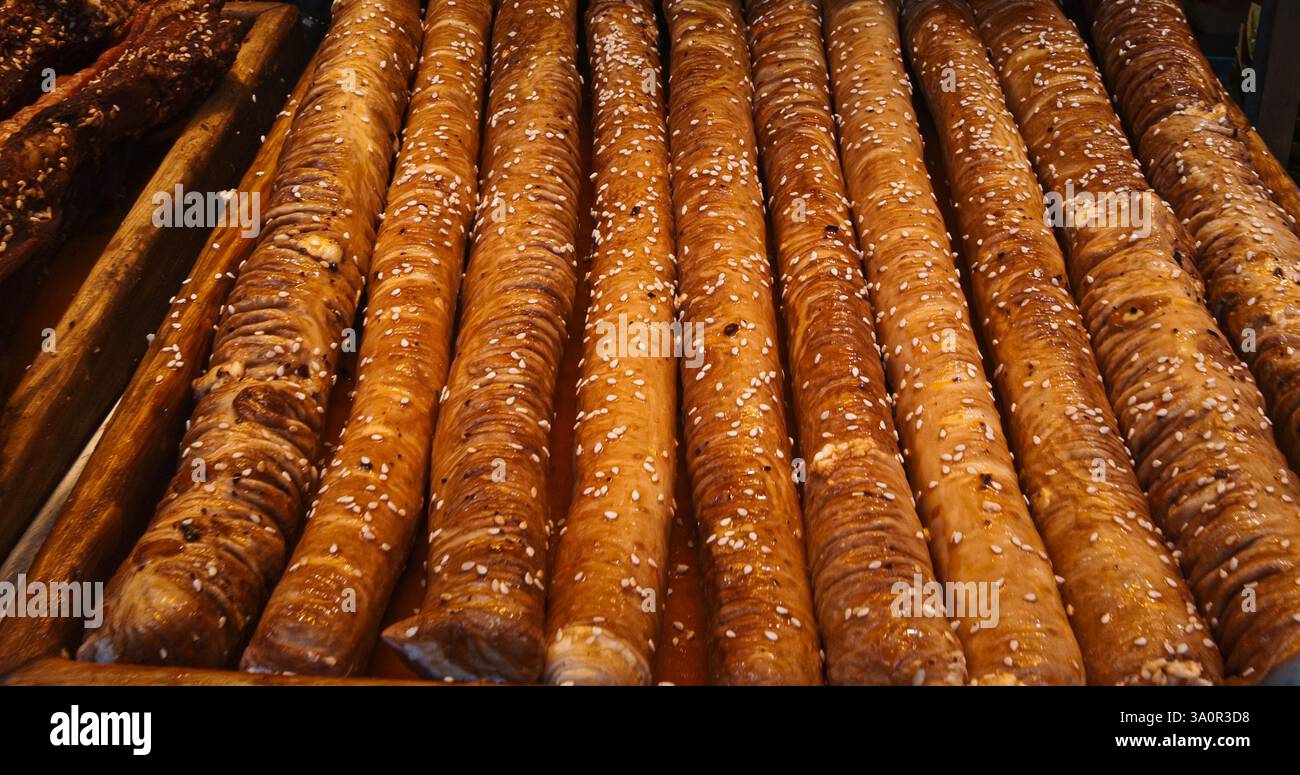 Chengdu, Sichuan, China. Fried Pork Intestines Stuffed With Onions ...