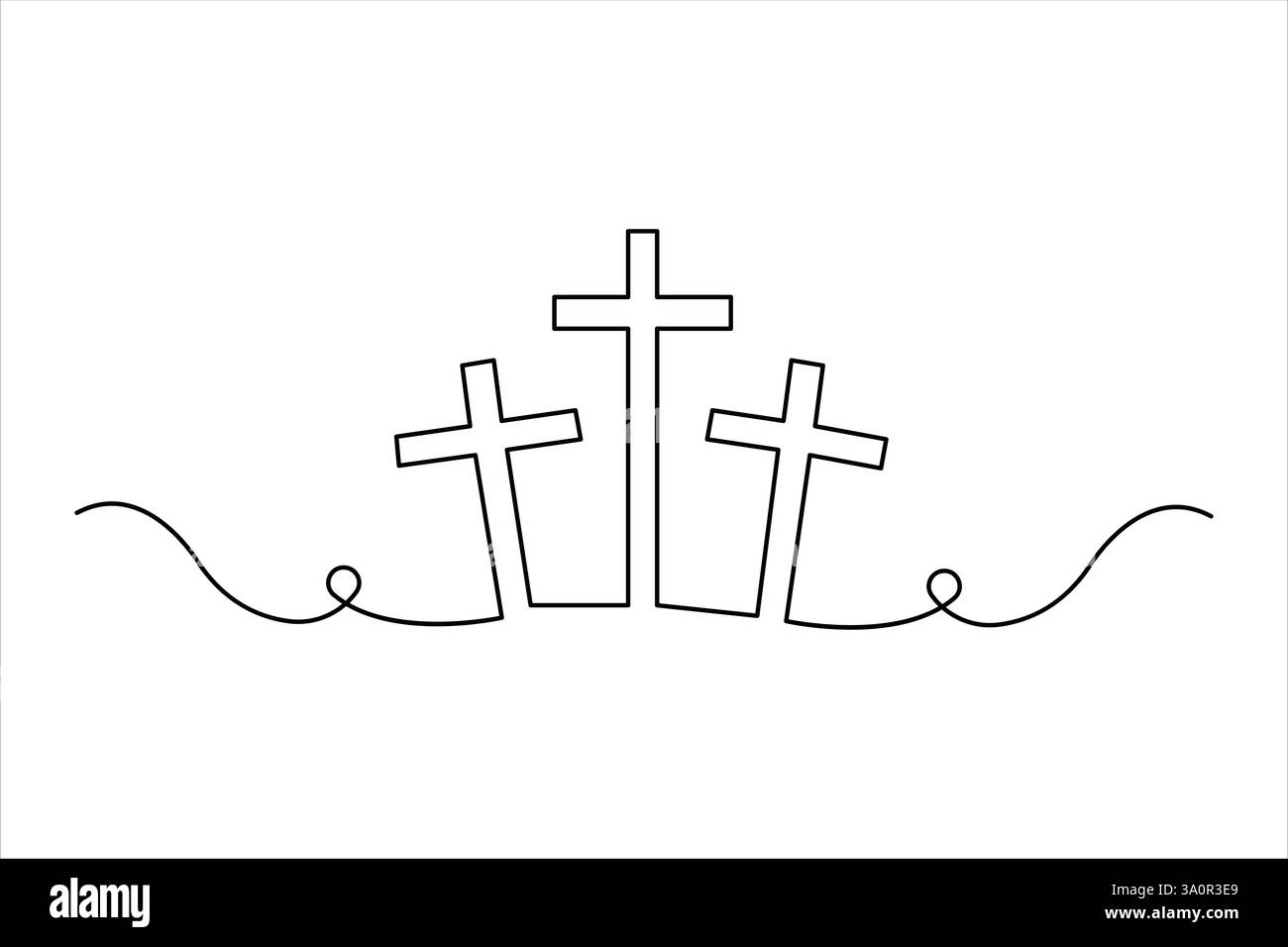 Good Friday continuous one line art drawing of outline vector art ...