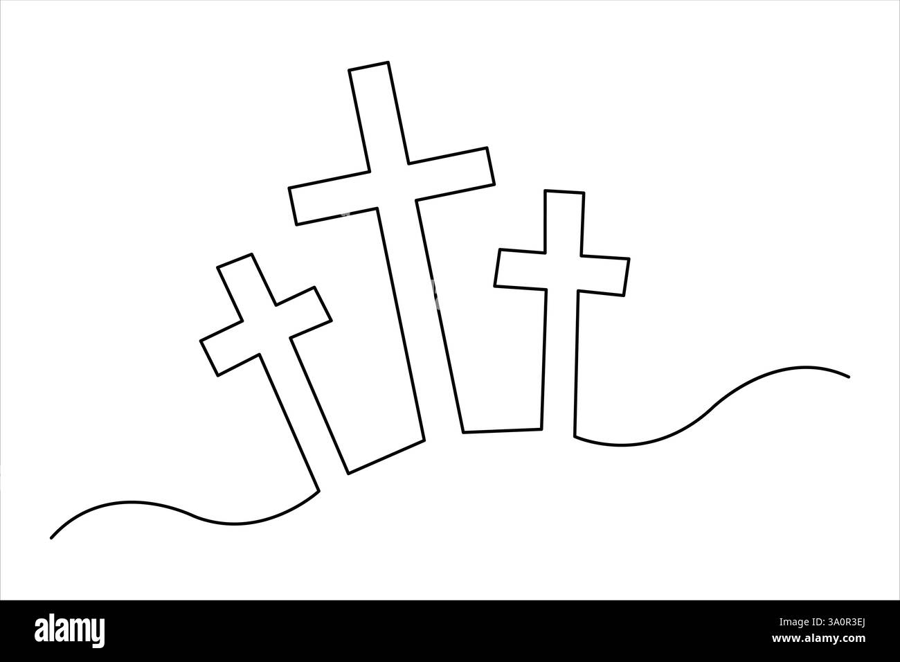 Good Friday continuous one line art drawing of outline vector art ...