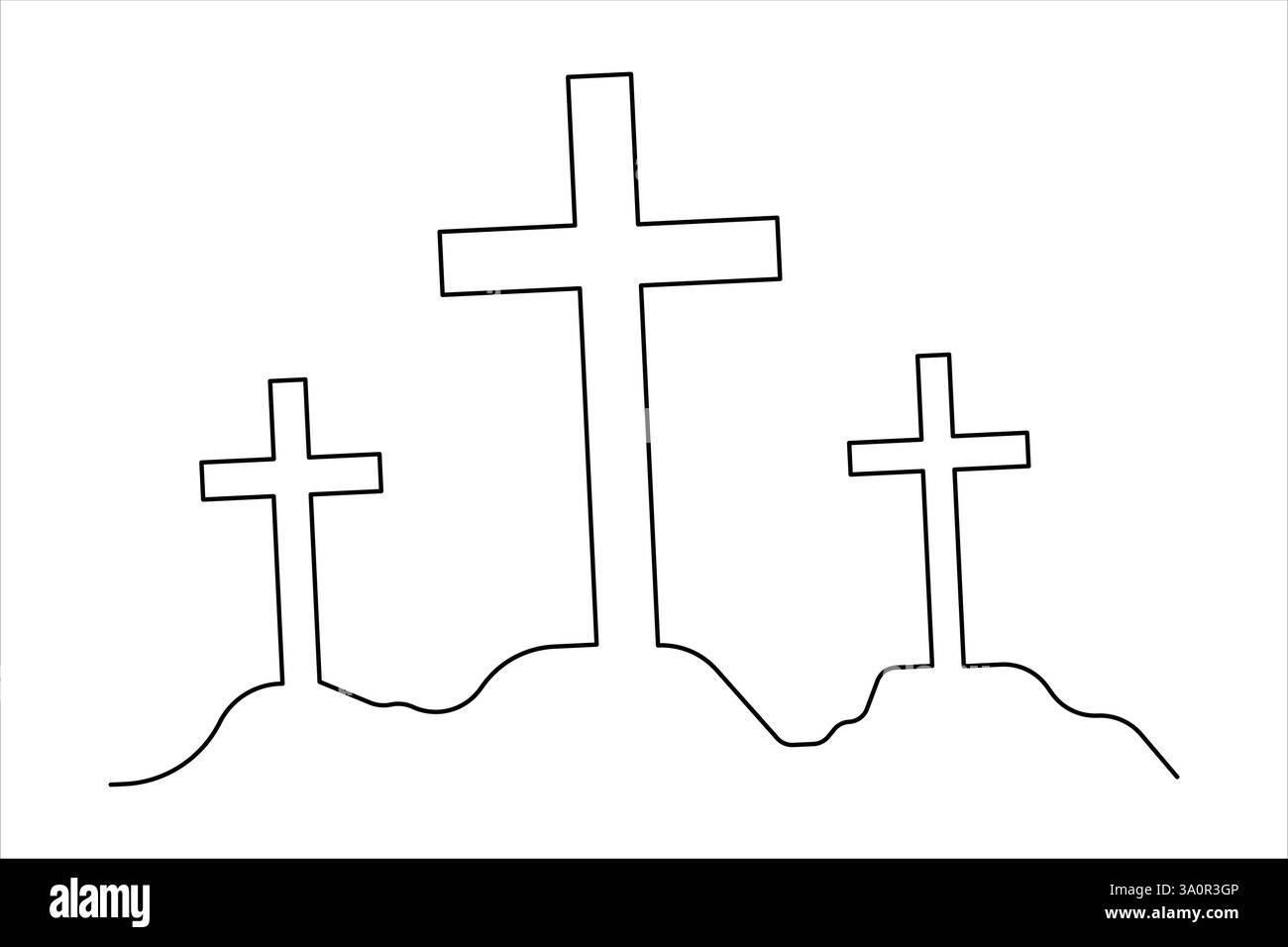 Good Friday continuous one line art drawing of outline vector art ...
