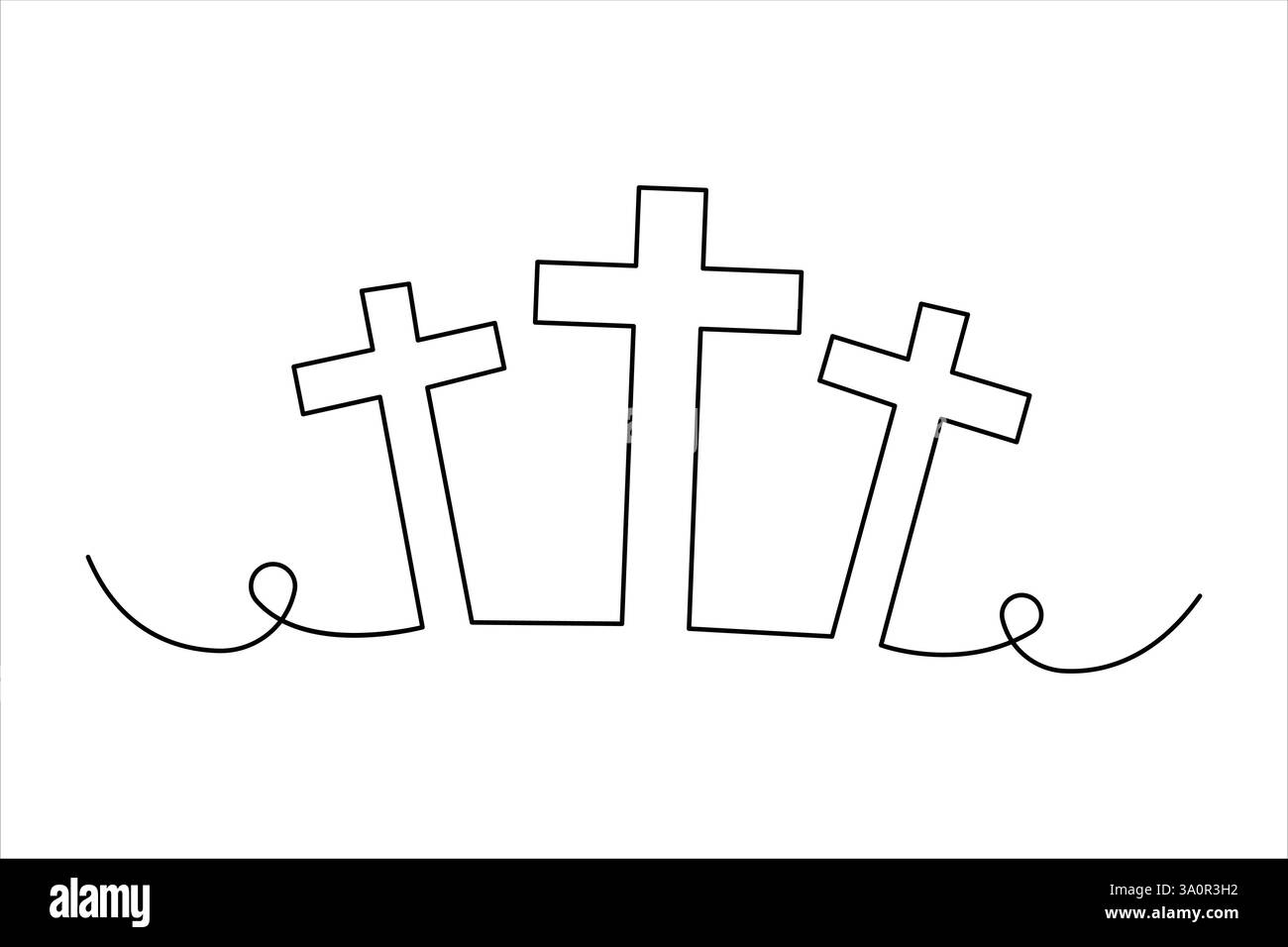 Good Friday continuous one line art drawing of outline vector art ...