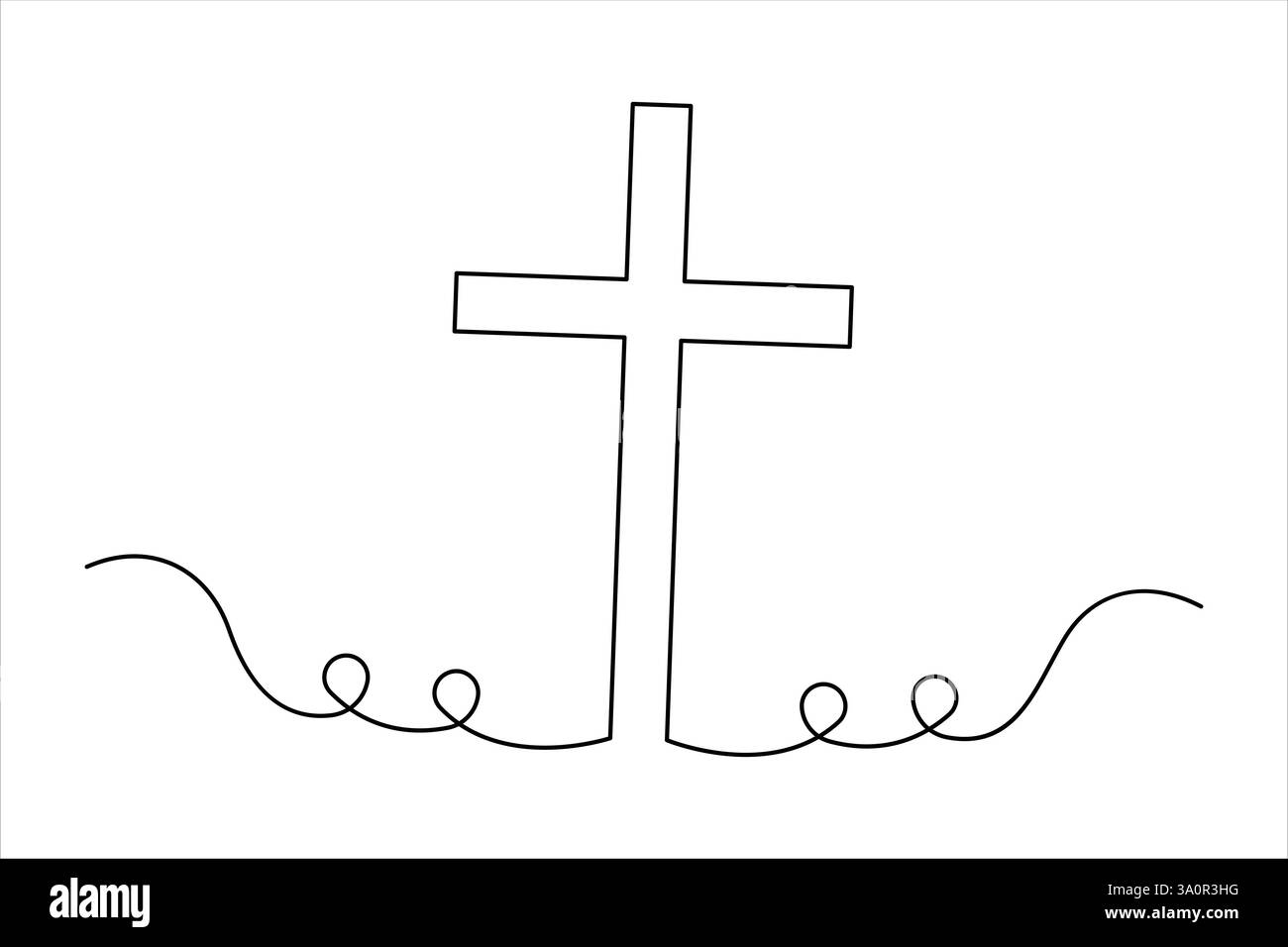 Good Friday continuous one line art drawing of outline vector art ...