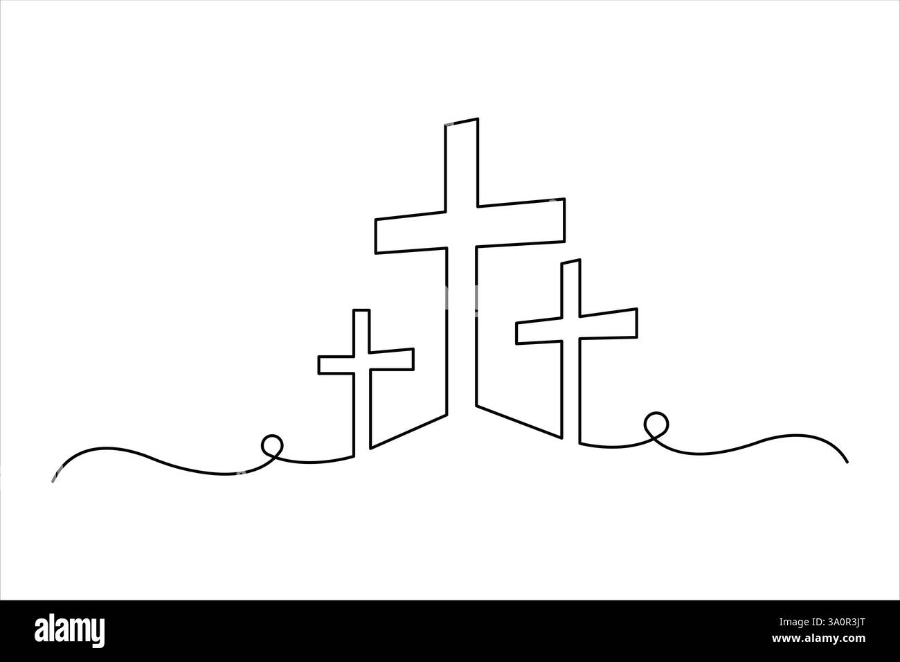 Good Friday continuous one line art drawing of outline vector art ...