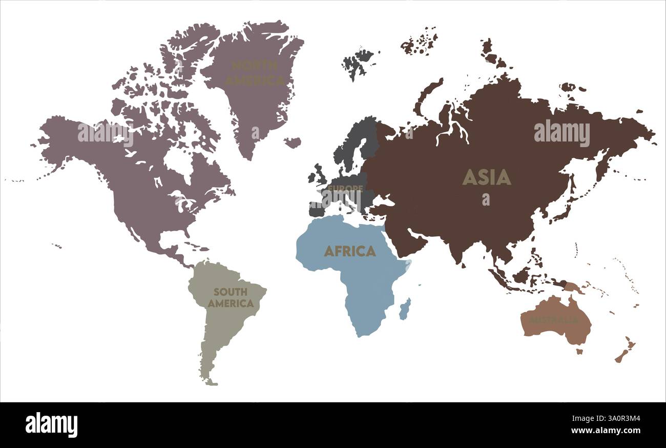 New modern world map, with containment name, modern world map graphic ...