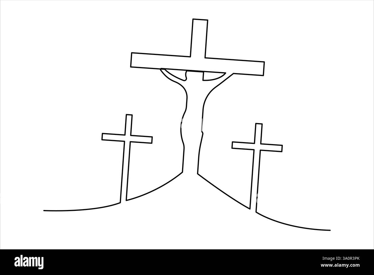 Good Friday continuous one line art drawing of outline vector art ...