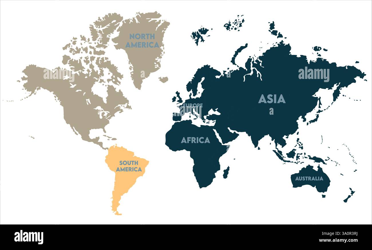 New modern world map, with containment name, modern world map graphic ...
