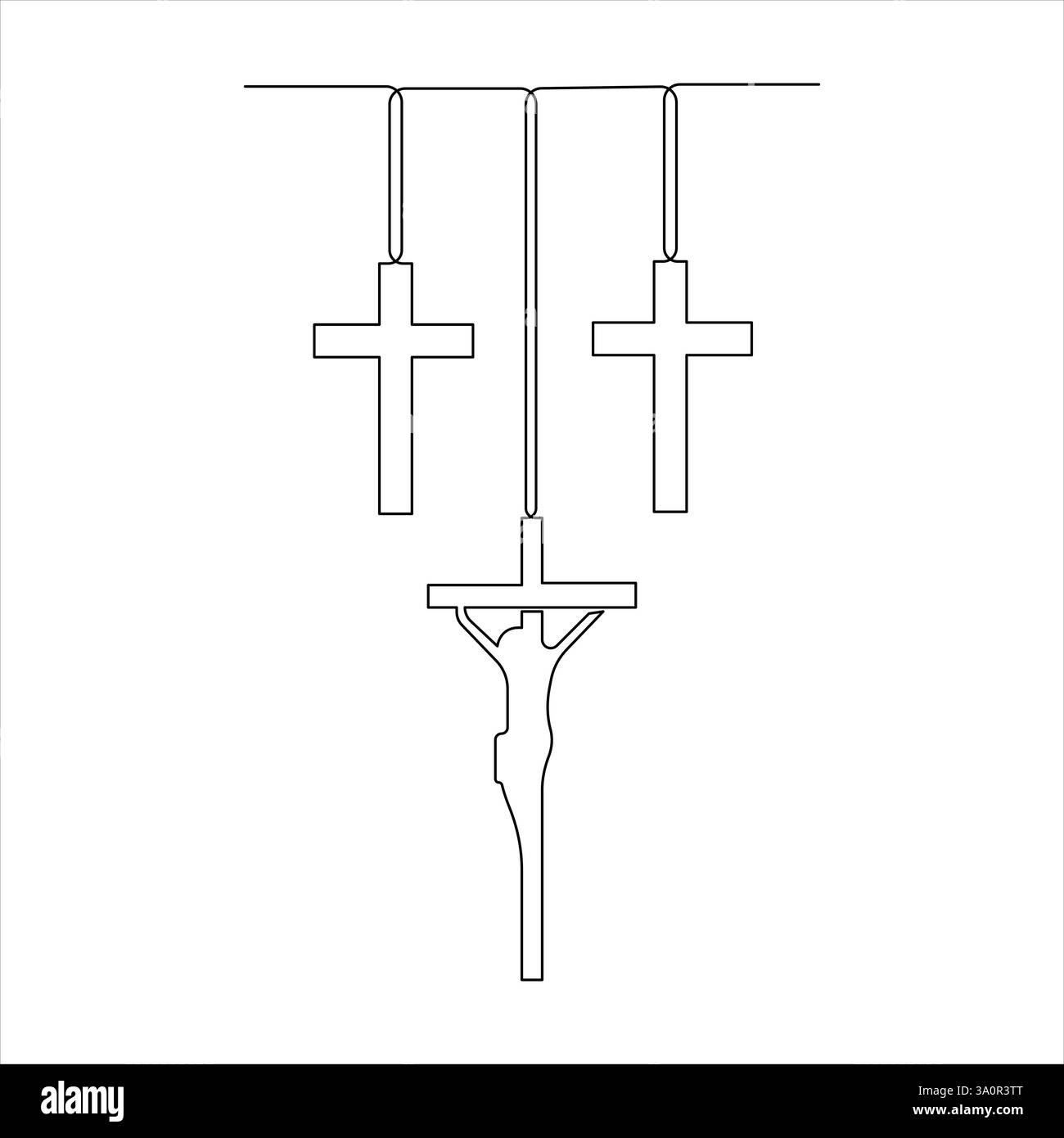 Good Friday continuous one line art drawing of outline vector art ...