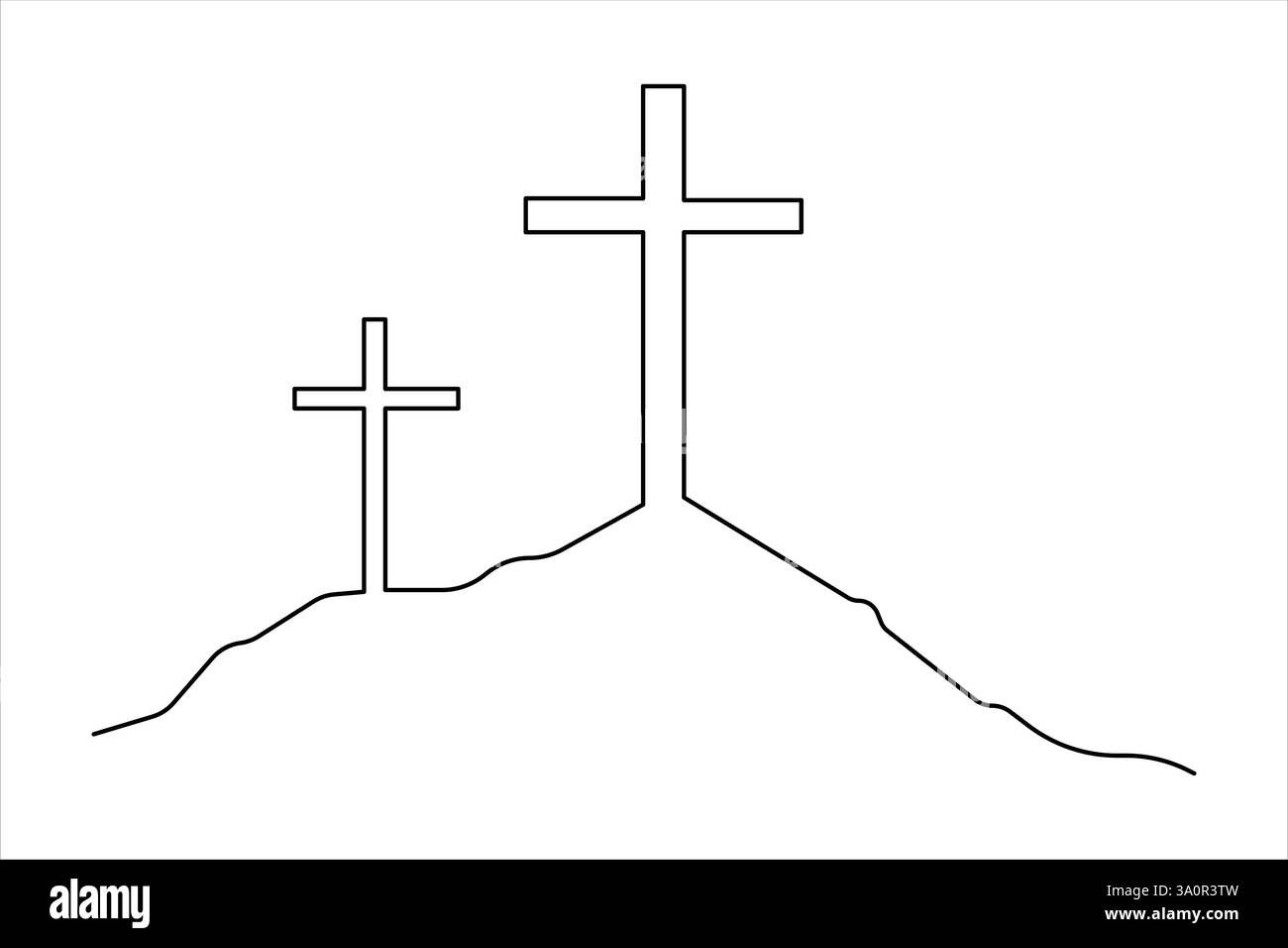 Good Friday continuous one line art drawing of outline vector art ...