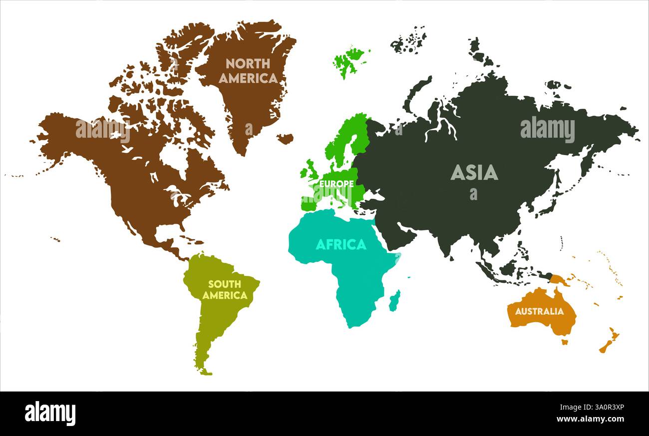 New modern world map, with containment name, modern world map graphic ...