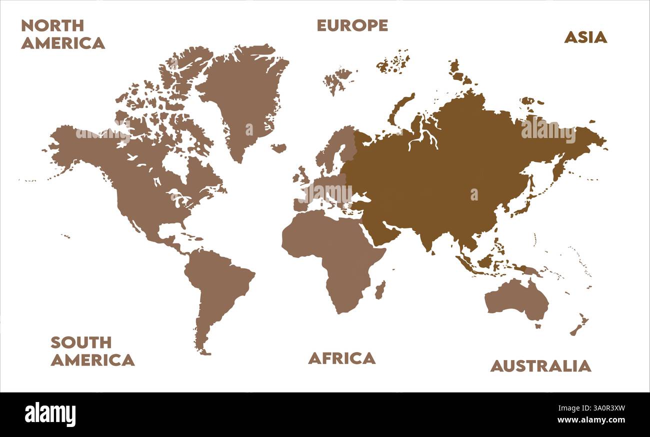 New modern world map, with containment name, modern world map graphic ...