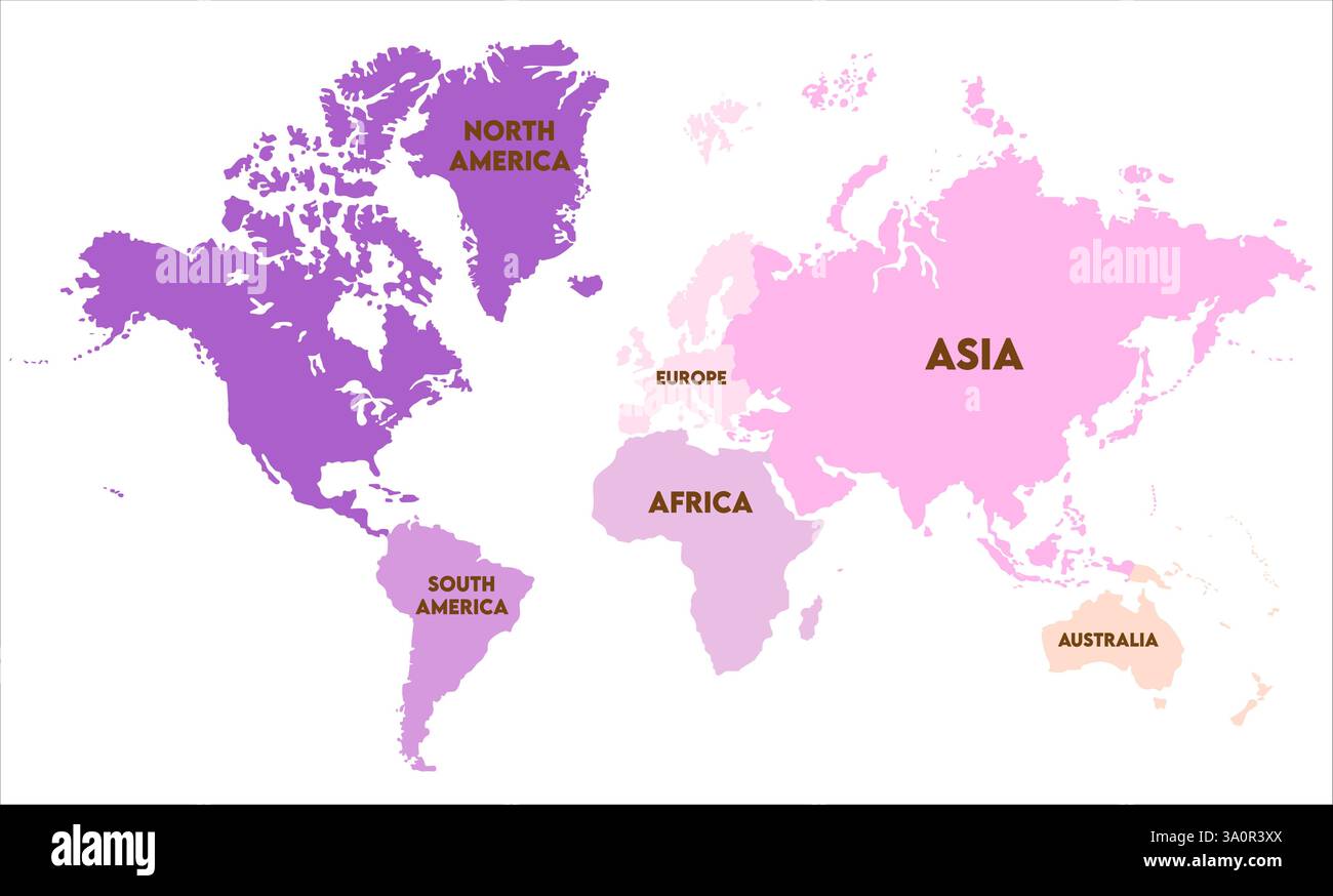 New modern world map, with containment name, modern world map graphic ...