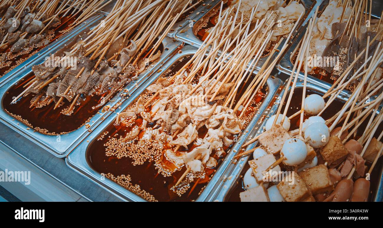 Chengdu, Sichuan, China. Beef Tripe On Skewers. Tripe Is Type Of Edible ...