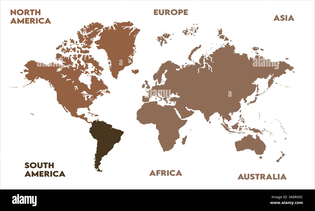 New modern world map, with containment name, modern world map graphic ...