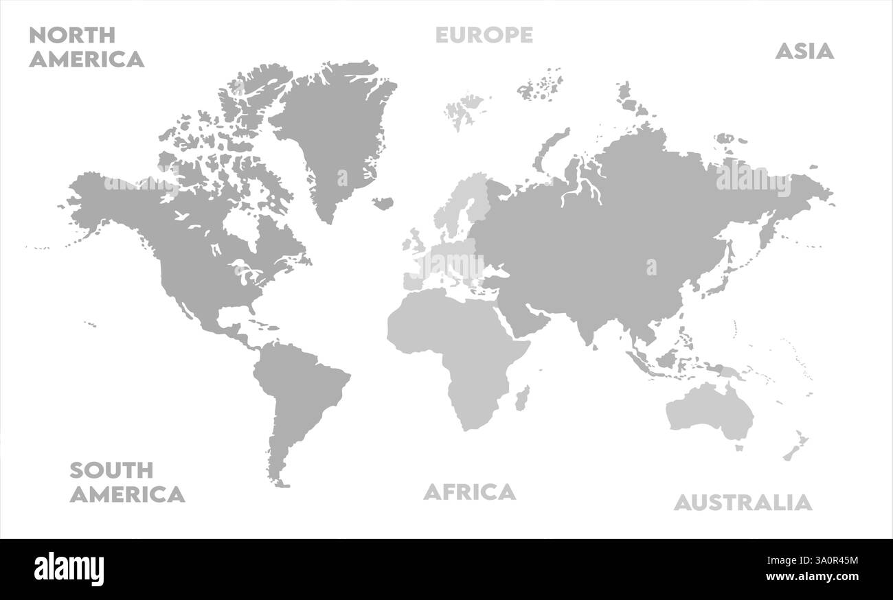 New modern world map, with containment name, modern world map graphic ...