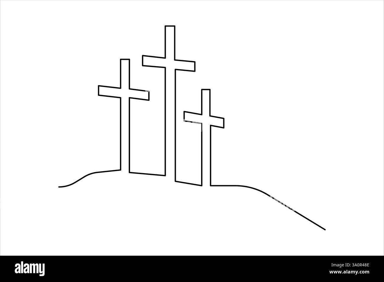 Good Friday continuous one line art drawing of outline vector art ...