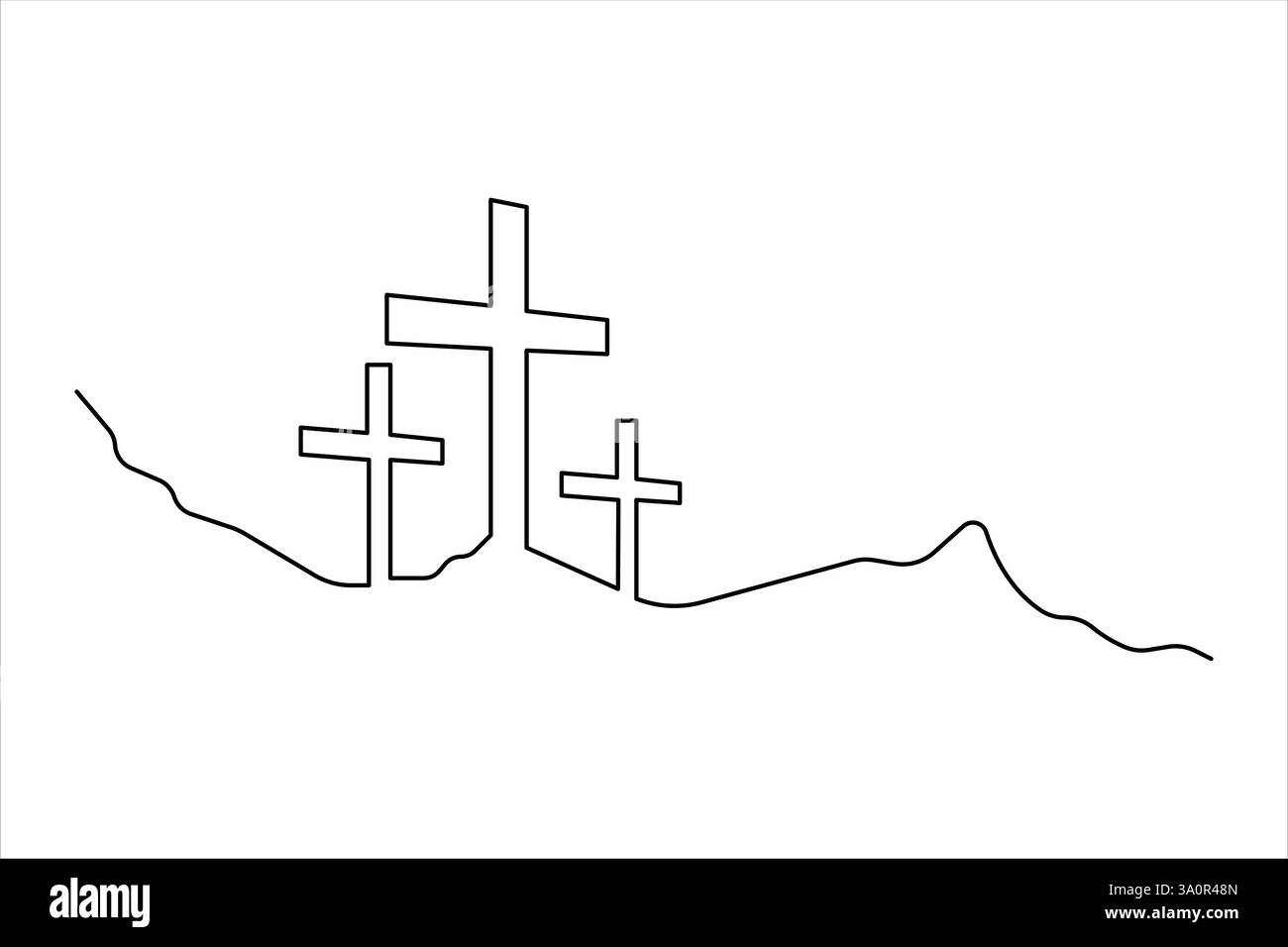 Good Friday continuous one line art drawing of outline vector art ...