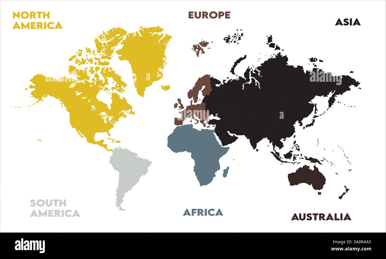 New modern world map, with containment name, modern world map graphic ...