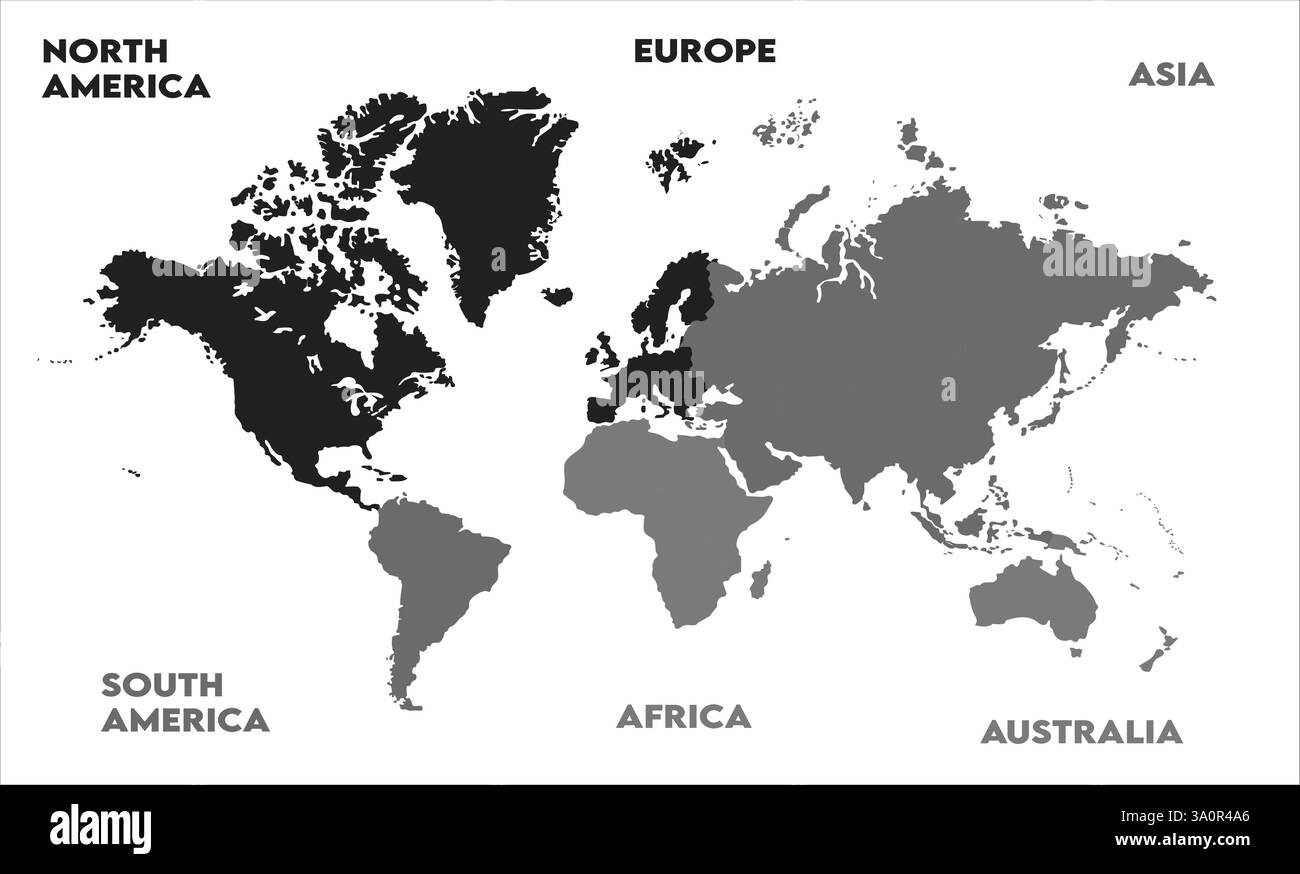 New modern world map, with containment name, modern world map graphic ...