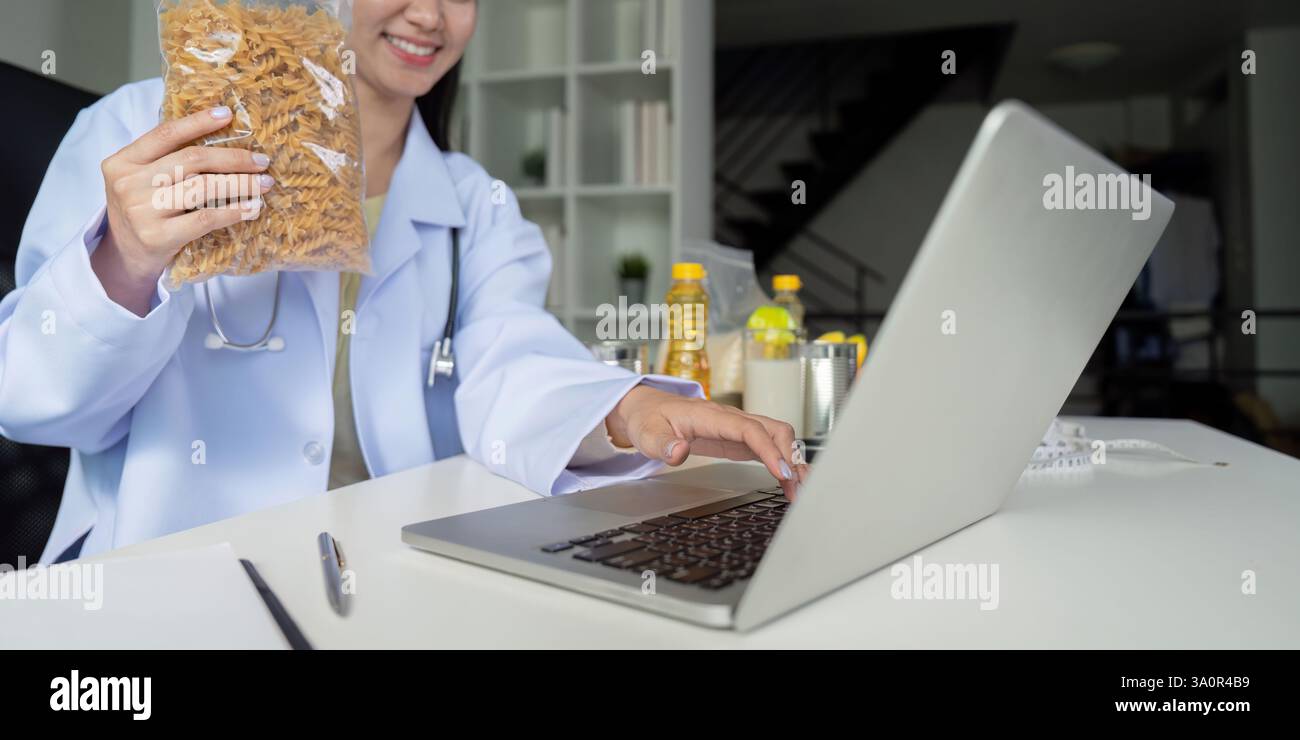 Nutritional assessment. A dietitian showcasing healthy food choices in ...