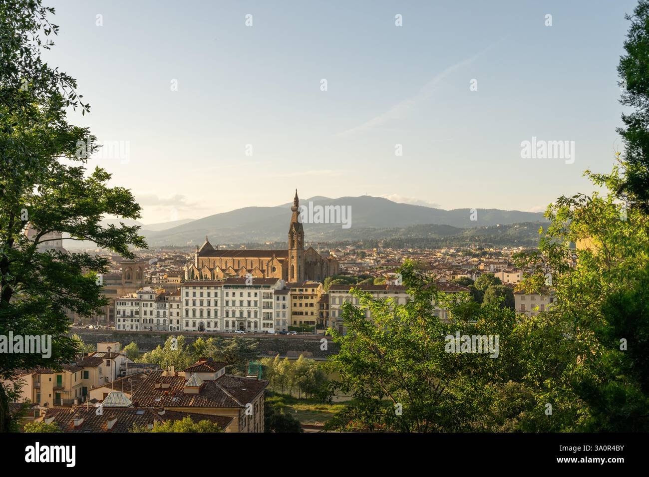 Scenic views of the city of Florence glowing in the late afternoon sun ...
