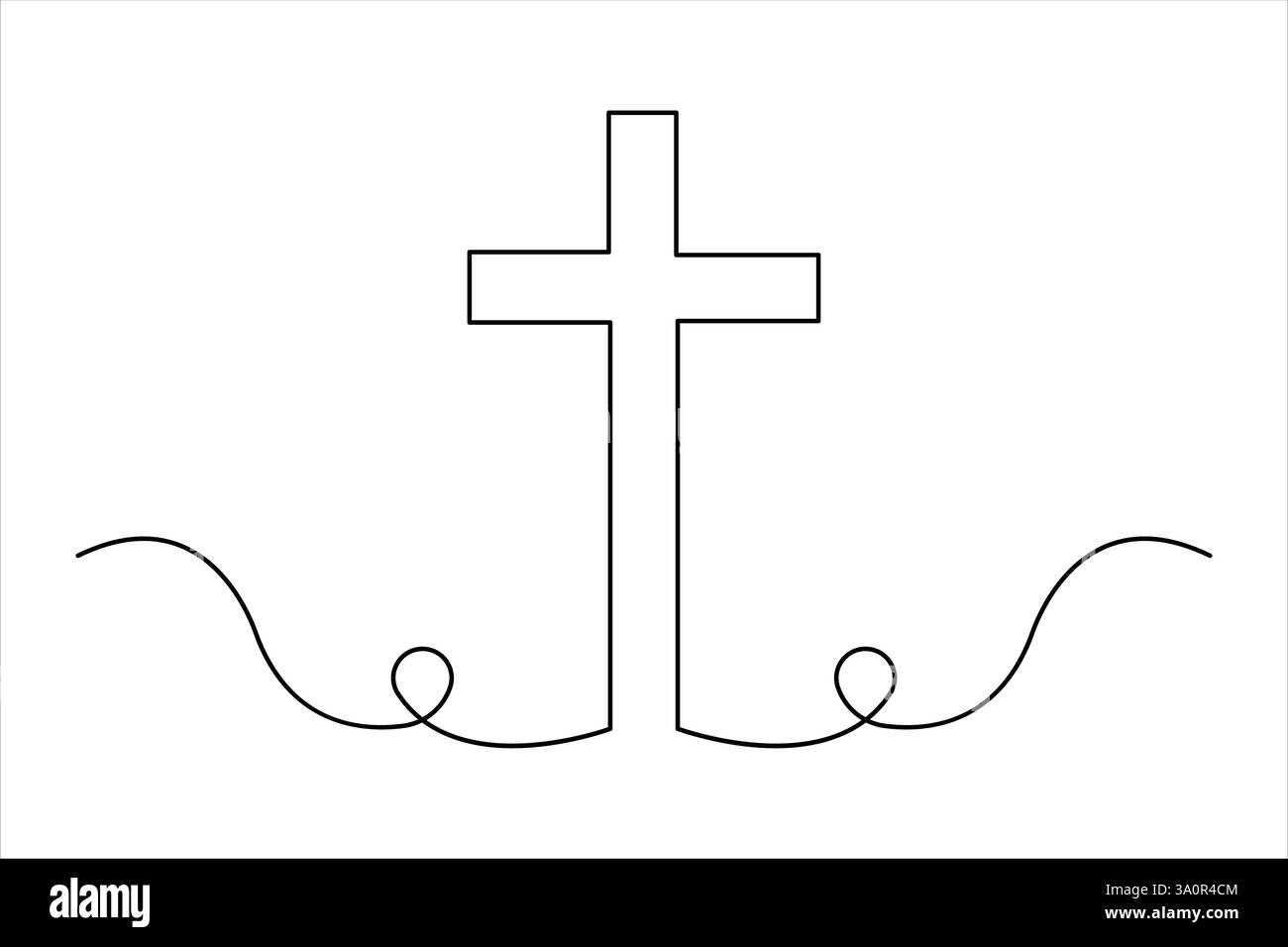 Good Friday continuous one line art drawing of outline vector art ...