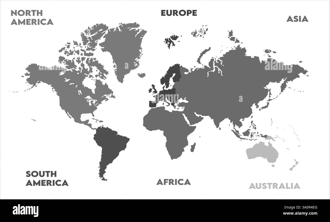 New modern world map, with containment name, modern world map graphic ...
