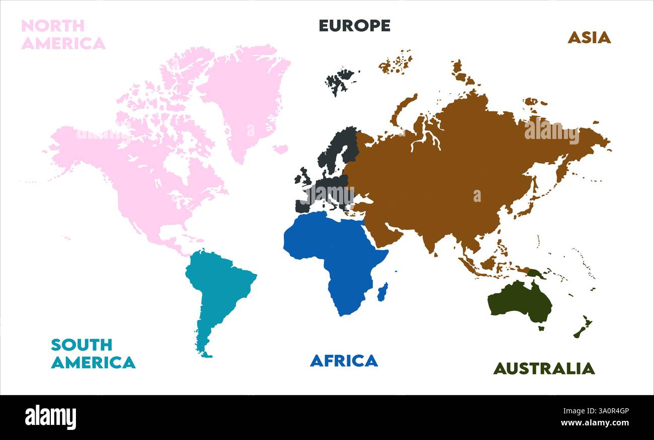 New modern world map, with containment name, modern world map graphic ...