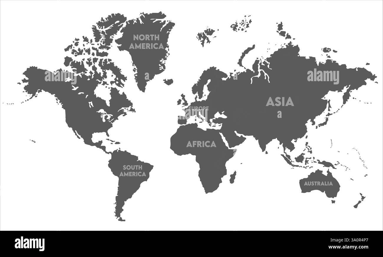 New modern world map, with containment name, modern world map graphic ...