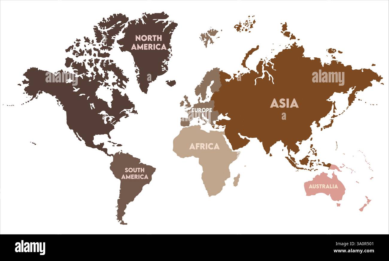 New modern world map, with containment name, modern world map graphic ...