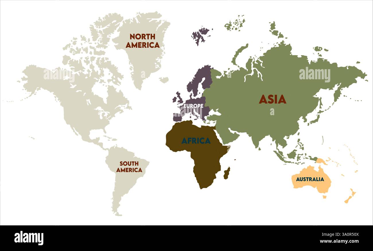 New modern world map, with containment name, modern world map graphic ...