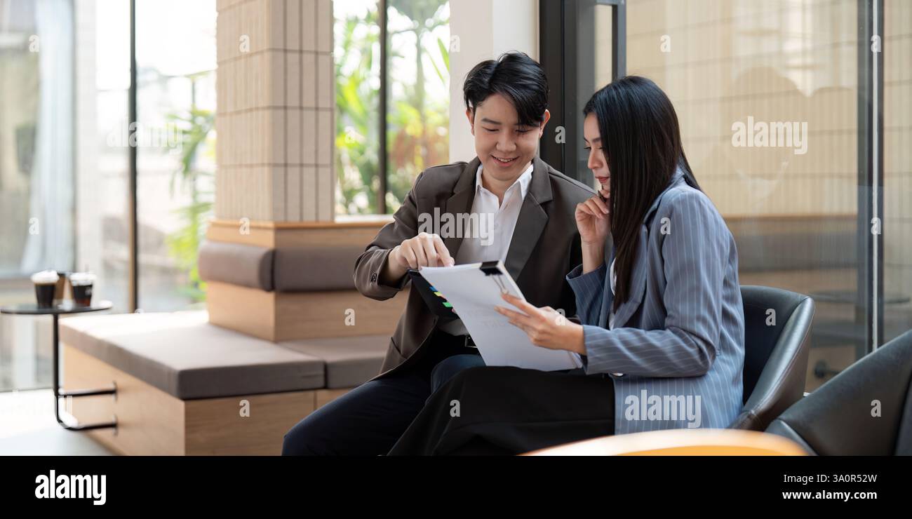 Creative brainstorming. Colleagues discussing strategies over visual ...