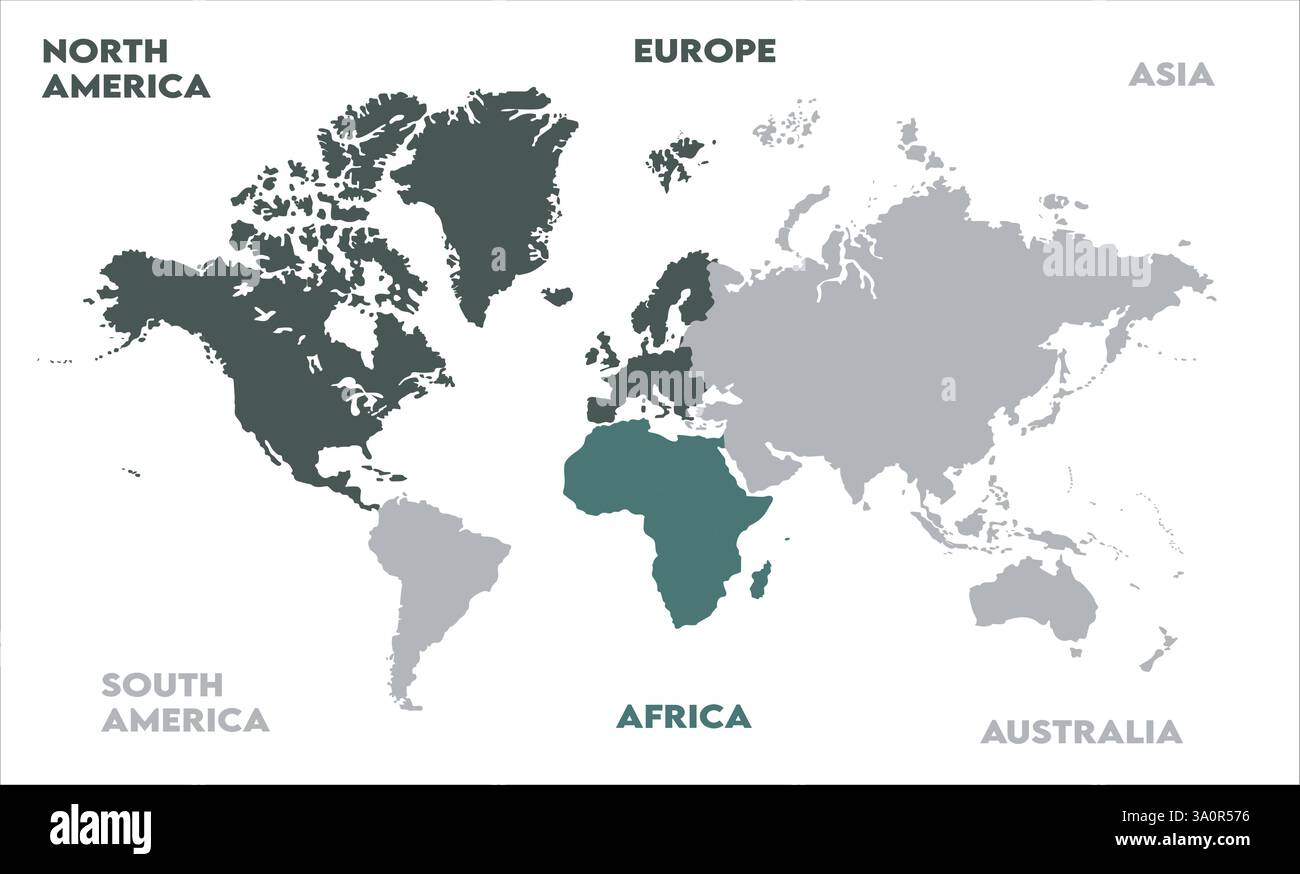 New modern world map, with containment name, modern world map graphic ...