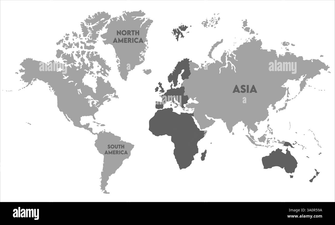 New modern world map, with containment name, modern world map graphic ...
