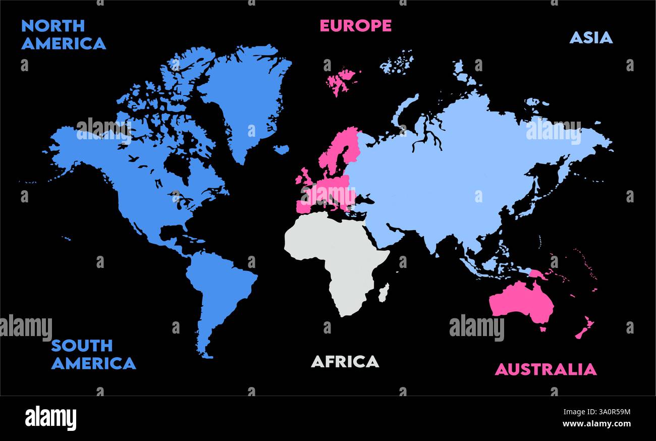 New modern world map, with containment name, modern world map graphic ...