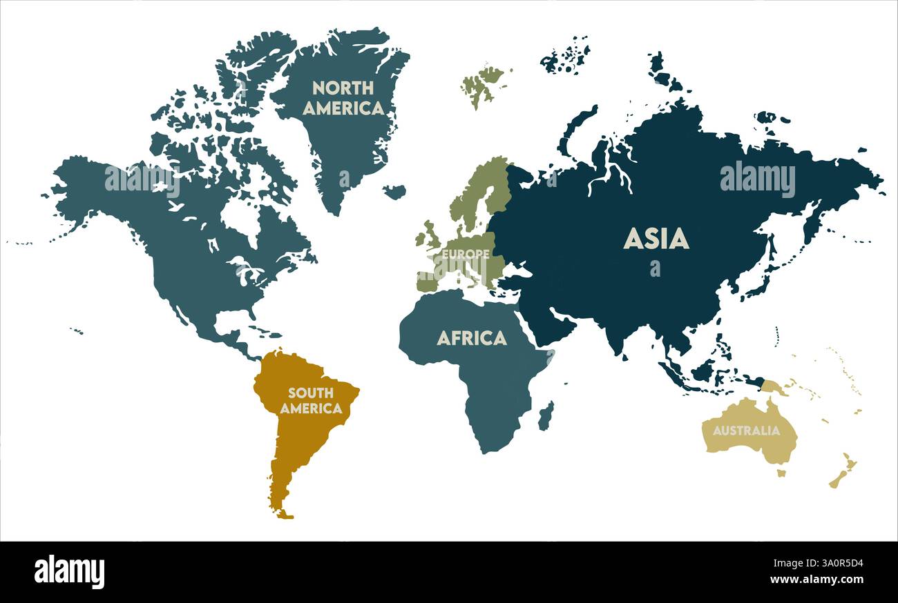 New modern world map, with containment name, modern world map graphic ...