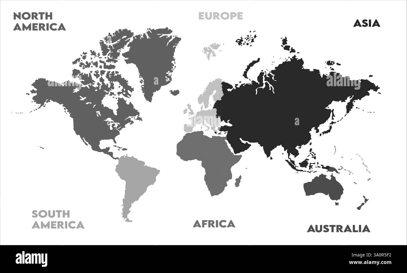 New modern world map, with containment name, modern world map graphic ...